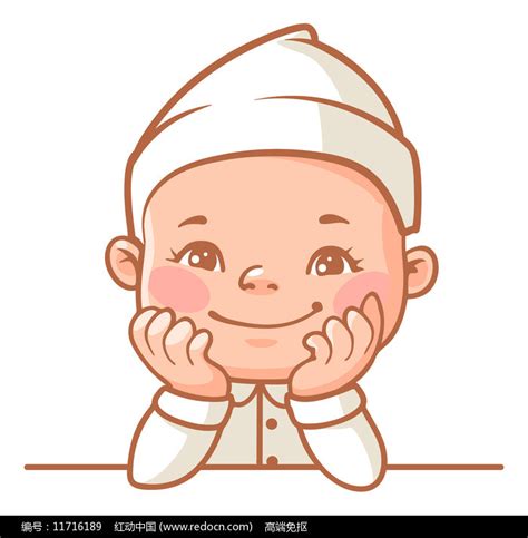 漫画风托下巴的小孩图片下载 红动中国