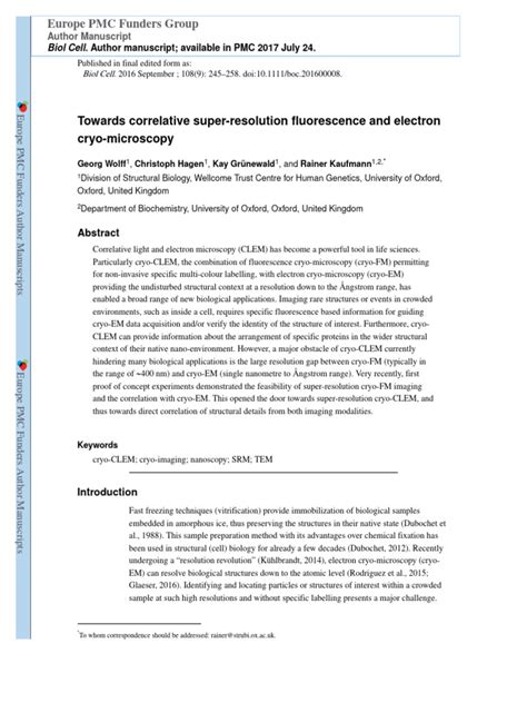 Towards Correlative Super Resolution Fluorescence And Electron Cryo Micros Pdf Microscopy