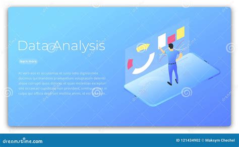 Data Analysis Isometric Illustration Of Man Analyzing And Managing