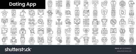 Set Outline Dating App Icons Minimalist Stock Vector Royalty Free