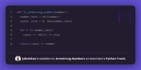 Julioleitaos Solution For Armstrong Numbers In Python On Exercism