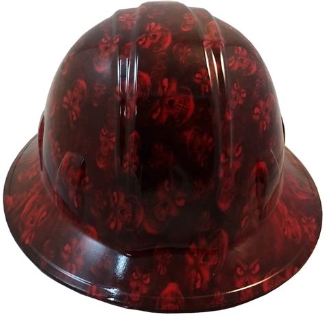 Hades Small Skull Red Hydro Dipped Hard Hats Full Brim Design Etsy
