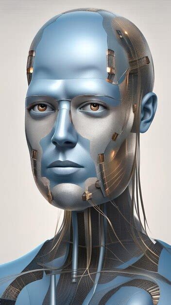 Premium Photo Neural Network Cyber Robot Head 3d Render Illustration