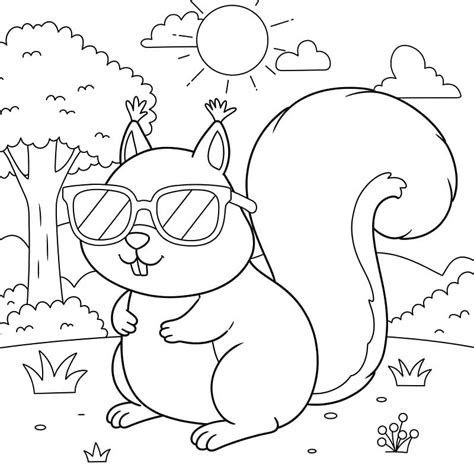 Tô Màu Con Sóc Đeo Kính Trang Tô Màu Cho Bé