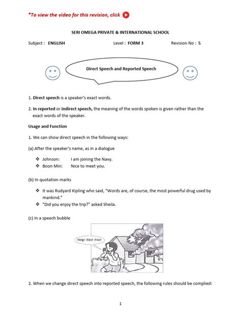 Revision 5 English F3 Reported Speech Download Free Pdf Question