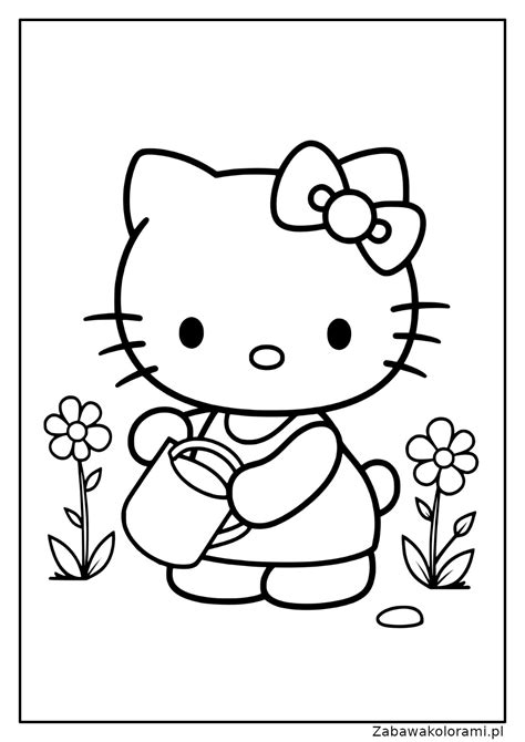 Hello Kitty Z Kwiatami Kolorowanka