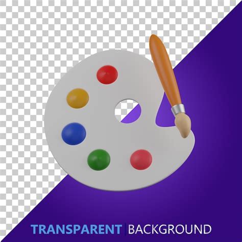 Premium Psd Psd Palette For Paints And Brush 3d Render Illustration