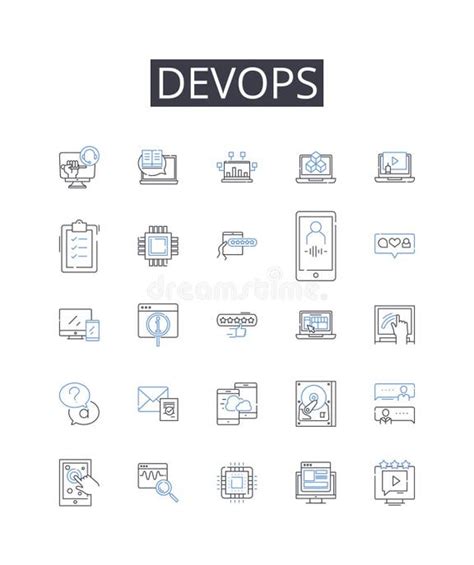 Devops Line Icons Collection Agile Development Cloud Computing Digital Transformation