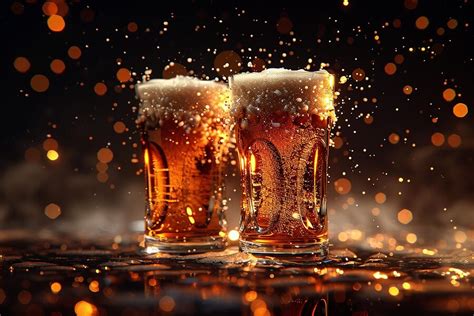 Celebratory Cheers Animated  Of Beer Glasses Clinking Premium Ai