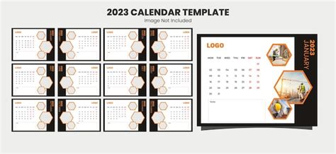 premium vector calendar 2023 template hexagonal