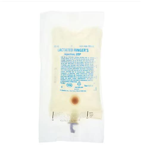 Iv Injection Solution Lactated Ringers 500ml Flexible Plastic Bag