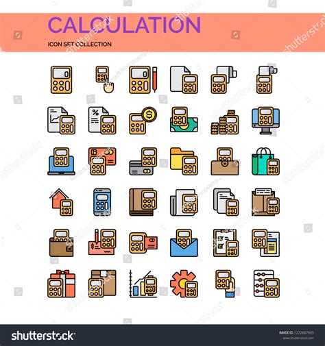 Calculation Icons Set Ui Pixel Perfect Stock Vector Royalty Free