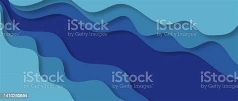 벡터 추상 종이 컷 웨이브 디자인 배너 템플릿 벡터 일러스트 레이 션을위한 파란색 색상 0명에 대한 스톡 벡터 아트 및 기타 이미지 0명 개념 곡선 Istock