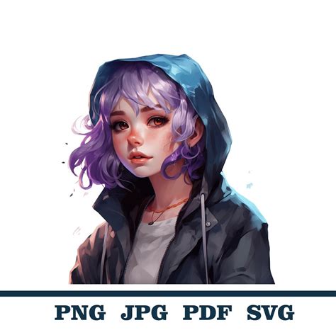 Purple Hair Clipart Girl Violet Style Hair Girl Clipart Girl Etsy