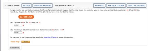Solved 0 3 21 Points DEVORESTAT9 5 4 047 S Respectively Chegg Com
