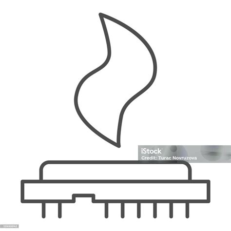 Cpu 熱薄線圖示處理器溫度微晶片過熱符號白色背景輪廓樣式象形圖移動概念和網頁設計的基準標誌向量圖形向量圖形及更多中央處理器圖片 Istock