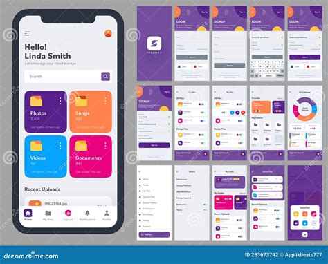Mobile App Ui Kit With Different Gui Layout Including Log In Create Account Sign Up Social