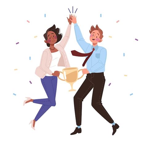 목표 달성을 축하하는 그려진 사람들 무료 벡터