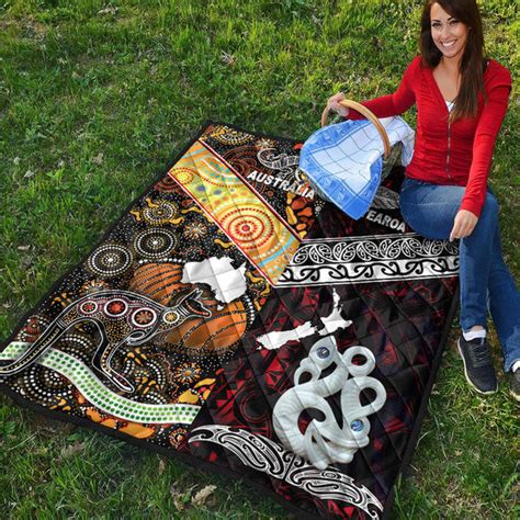 New Zealand Maori Aotearoa And Australia Aboriginal Premium Quilt