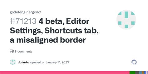 Beta Editor Settings Shortcuts Tab A Misaligned Border Issue