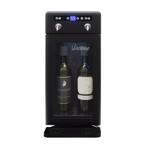 Vinotemp 2 Bottle Wine Dispenser With Drip Tray And Push Button Controls