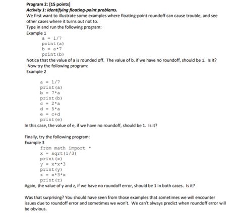 Solved Program 2 15 Points Activity 1 Identifying
