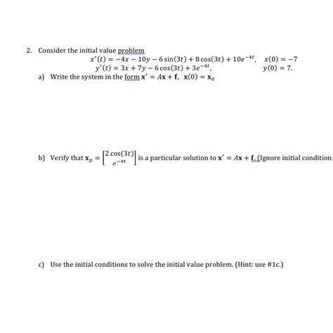 Solved Consider The Initial Value