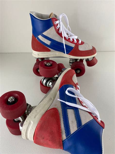 Vintage 80s Retro Roller Skates Red White And Blue Size Eu 39
