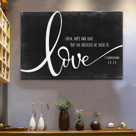 Faith Hope Love Sign Wall Art Canvas Butterfly Rose Christian Wall