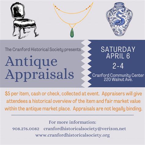 Antique Appraisals Cranford Historical Society