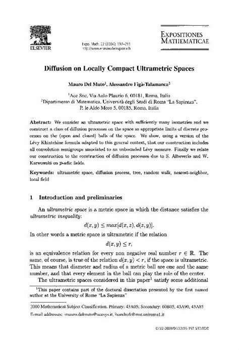 Pdf Diffusion On Locally Compact Ultrametric Spaces Dokumentips