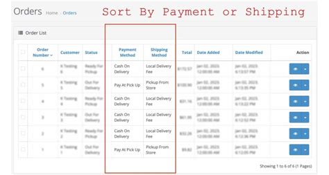 OpenCart Sort Filter Orders By Payment Or Shipping