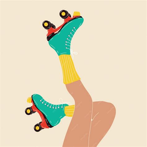 Premium Vector Vector Vintage Skating Postera Girl With Roller Skates