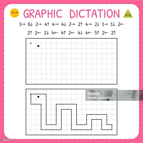 그래픽 받아쓰기 뱀 아이 들을 위한 유치원 교육 게임 운동 능력을 연습을 위한 유치원 워크 시트 어린이를 위한 작업 페이지 0명에 대한 스톡 벡터 아트 및 기타 이미지