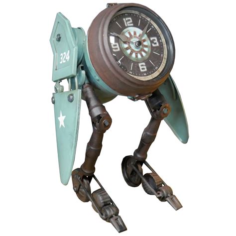 Standing Aeroplane Robot Clock Happy Piranha