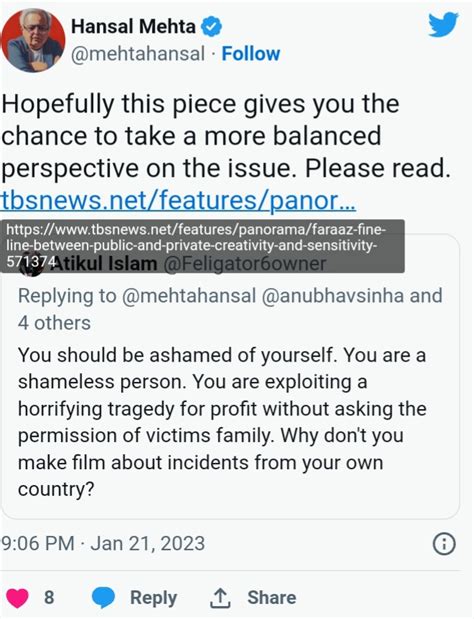 Hansal Mehta Responds As Twitter User Calls Him ‘shameless Person