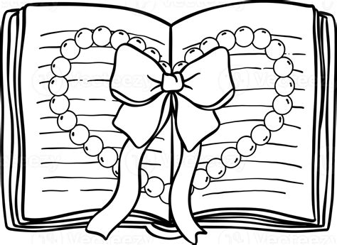 Coquette Open Book With Bow Outline Hand Drawn 56202636 Png