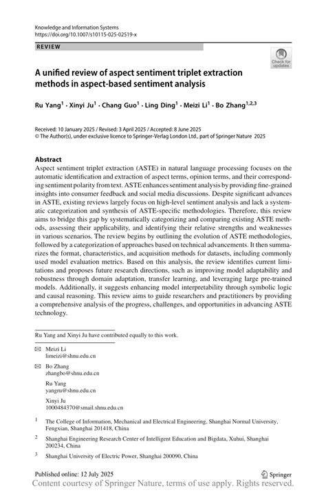 A Unified Review Of Aspect Sentiment Triplet Extraction Methods In