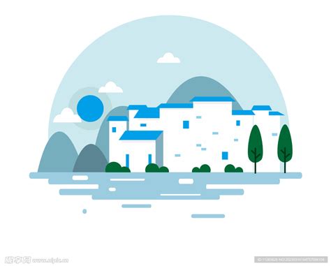 江南建筑插画设计图卡通设计广告设计设计图库昵图网