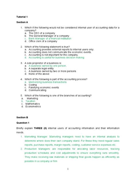 Tutorial 1 Chapter 1 Accounting Pdf