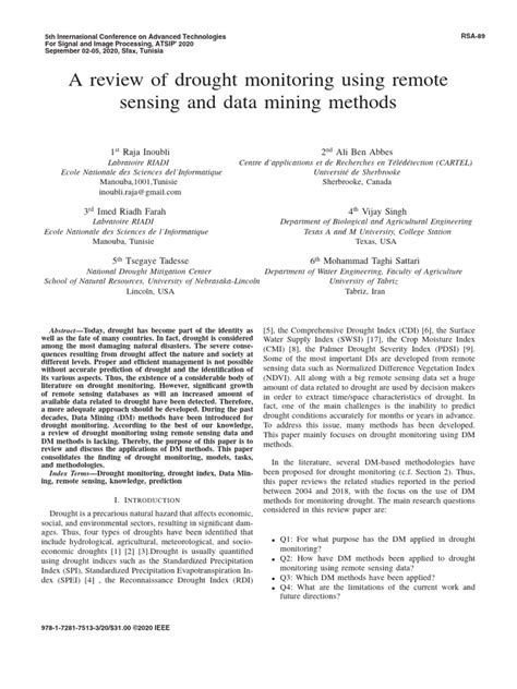 A Review Of Drought Monitoring Using Remote Sensing And Data Mining Methods Pdf Fuzzy Logic