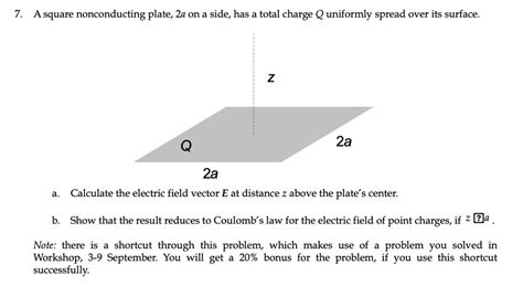7 A Square Nonconducting Plate 2a On A Side Has A Total Charge Q