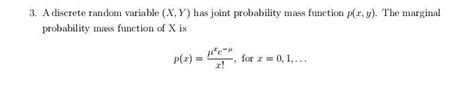 Solved 3 A Discrete Random Variable Xy Has Joint