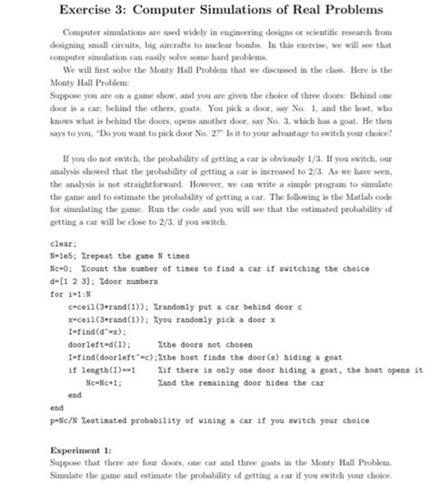 solved exercise 3 computer simulations of real problems