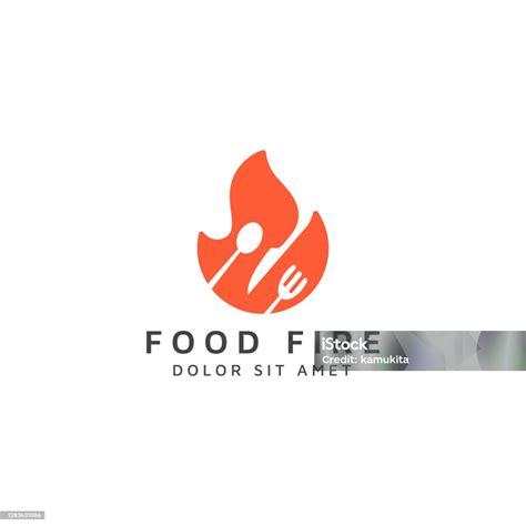 Makanan Api Desain Lambang Ruang Negatif Ilustrasi Stok Unduh Gambar