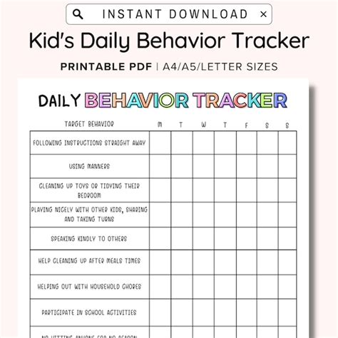 Behavior Chart Etsy