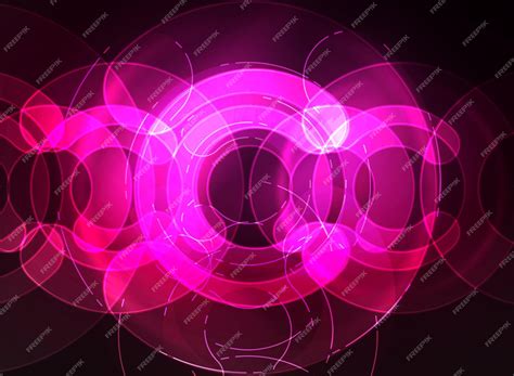 Premium Vector Round Glowing Elements On Dark Space Abstract Background Vector Illustration