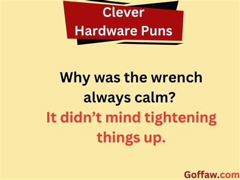 199 🧰 Tool Time Giggles Hardware Puns And Jokes That Nail It 2025
