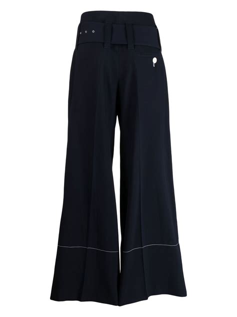 Céline Pre Owned Belted Wide Legged Trousers Blue Farfetch